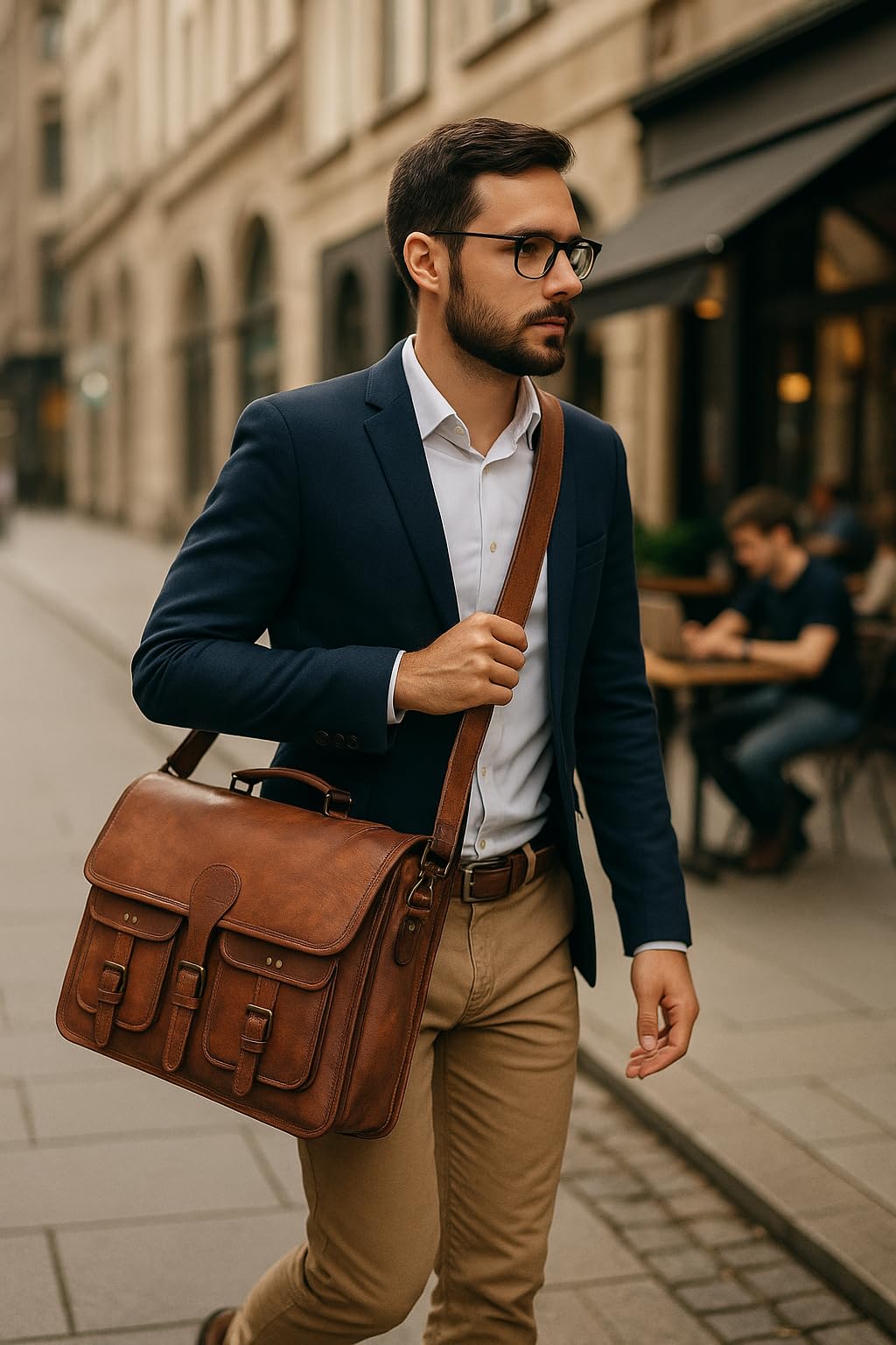 KPL 18 INCH Leather Briefcase Laptop Messenger bag best computer satchel Handmade Bags for men and women