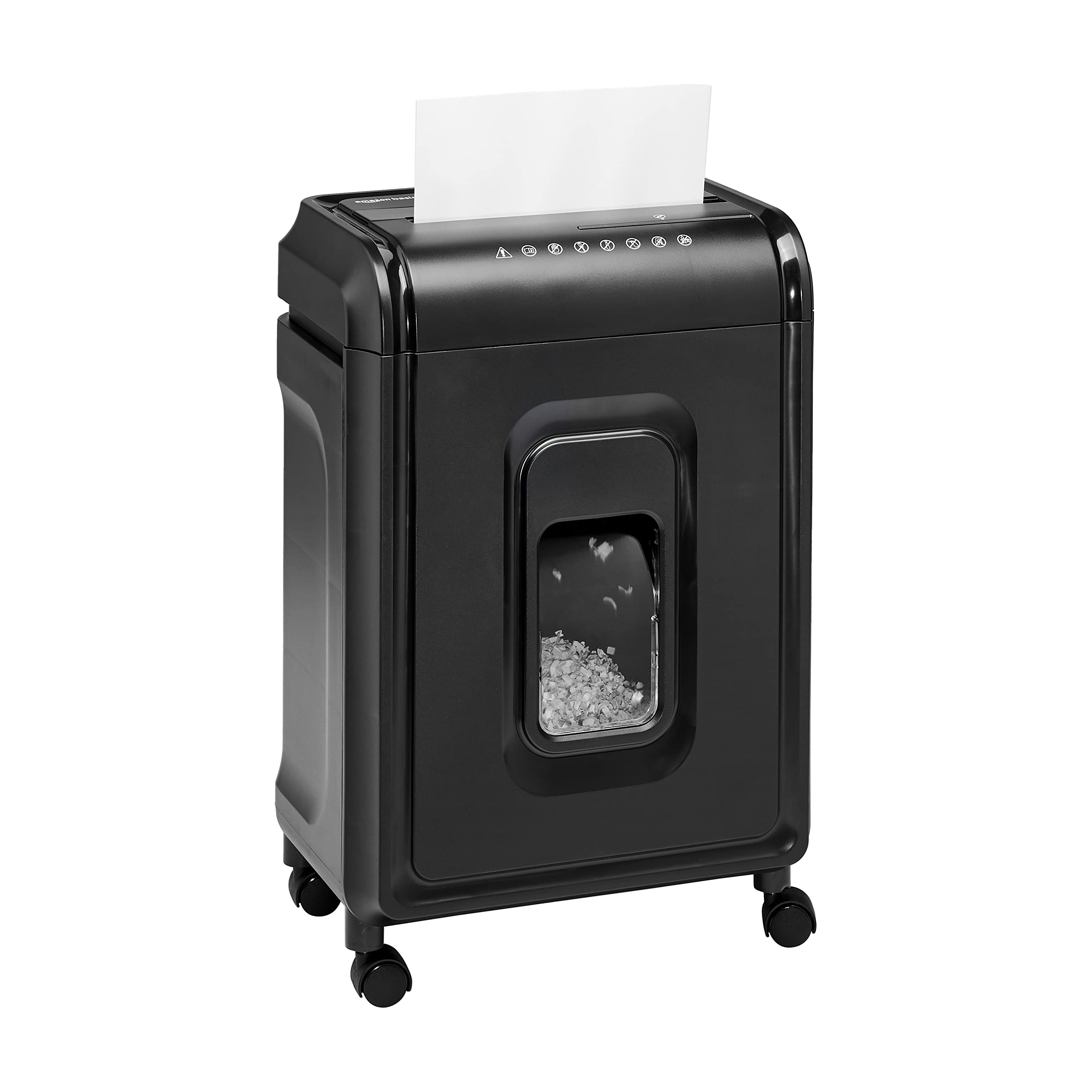 Amazon Basics 8-Sheet High-Security Micro-Cut Shredder with Pullout Basket and Paper Shredder Sharpening & Lubricant Sheets - Pack of 12