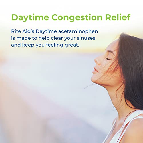 Rite Aid Daytime Severe Sinus Congestion & Pain Relief - Acetaminophen, 325 mg - 24 Caplets | Multi-Symptom Non-Drowsy | Sinus Relief | Cold and Flu Medicine | Severe Cold & Sinus Medicine for Adults