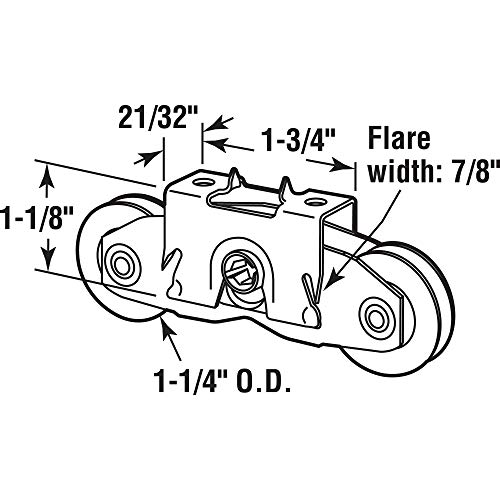 Prime-Line D 1971 Andersen Sliding Door Tandem Roller with 1-1/4 inch Steel Ball Bearing, Mill, 1-Pack