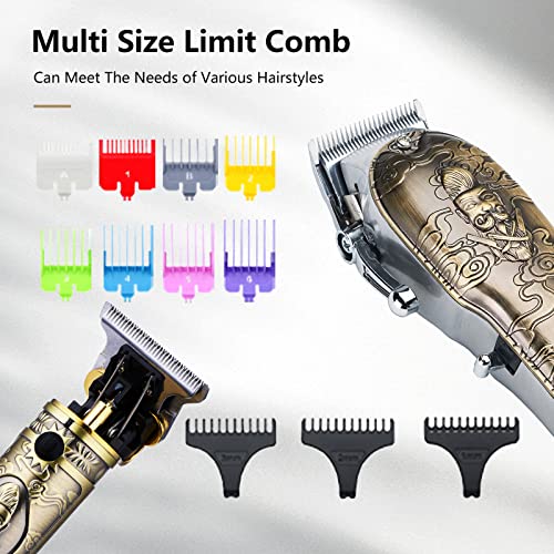 Soonsell Hair Clippers for Man T-Blade Trimmer Nose Hair Trimmer Set,Man Professional Cordless Barber Clippers Set Blade Close Cutting Beard Trimmer Trimmer ,Nose Hair Trimmer LCD Display(Bronze