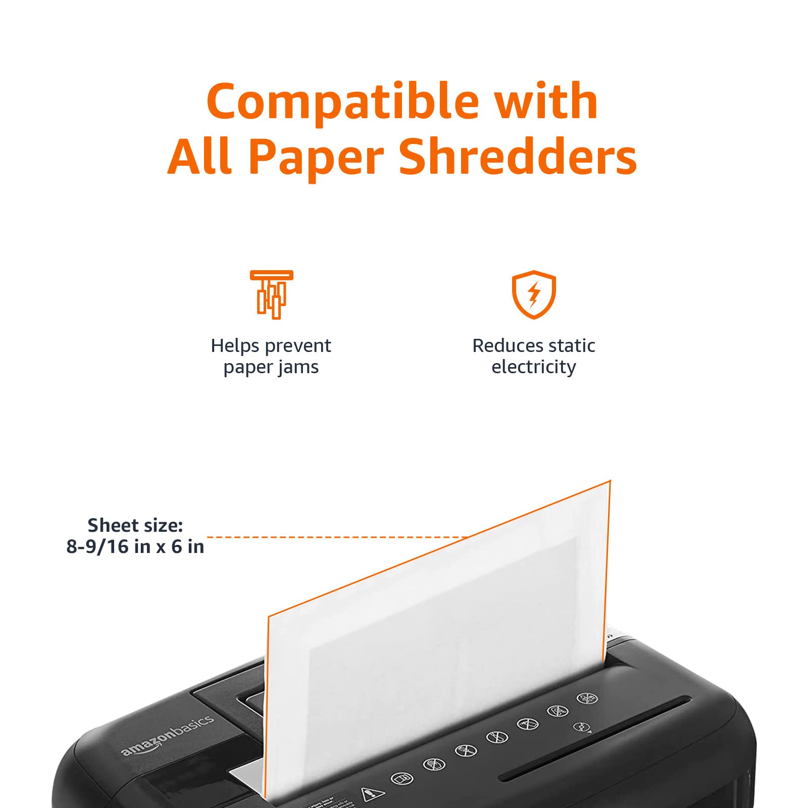 Amazon Basics 8-Sheet High-Security Micro-Cut Shredder with Pullout Basket and Paper Shredder Sharpening & Lubricant Sheets - Pack of 12