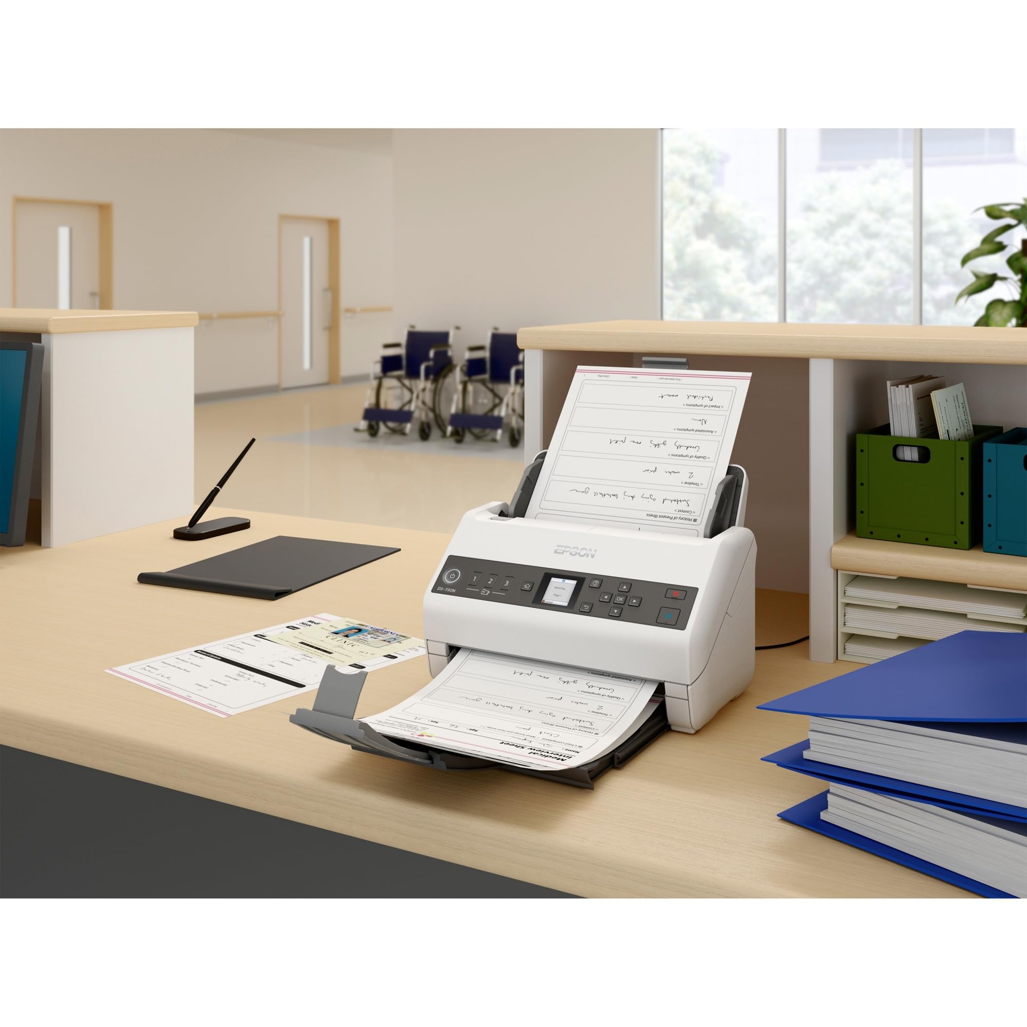 Epson DS-730N Network Color Document Scanner, 100-page Auto Document Feeder (ADF), Duplex Scanning