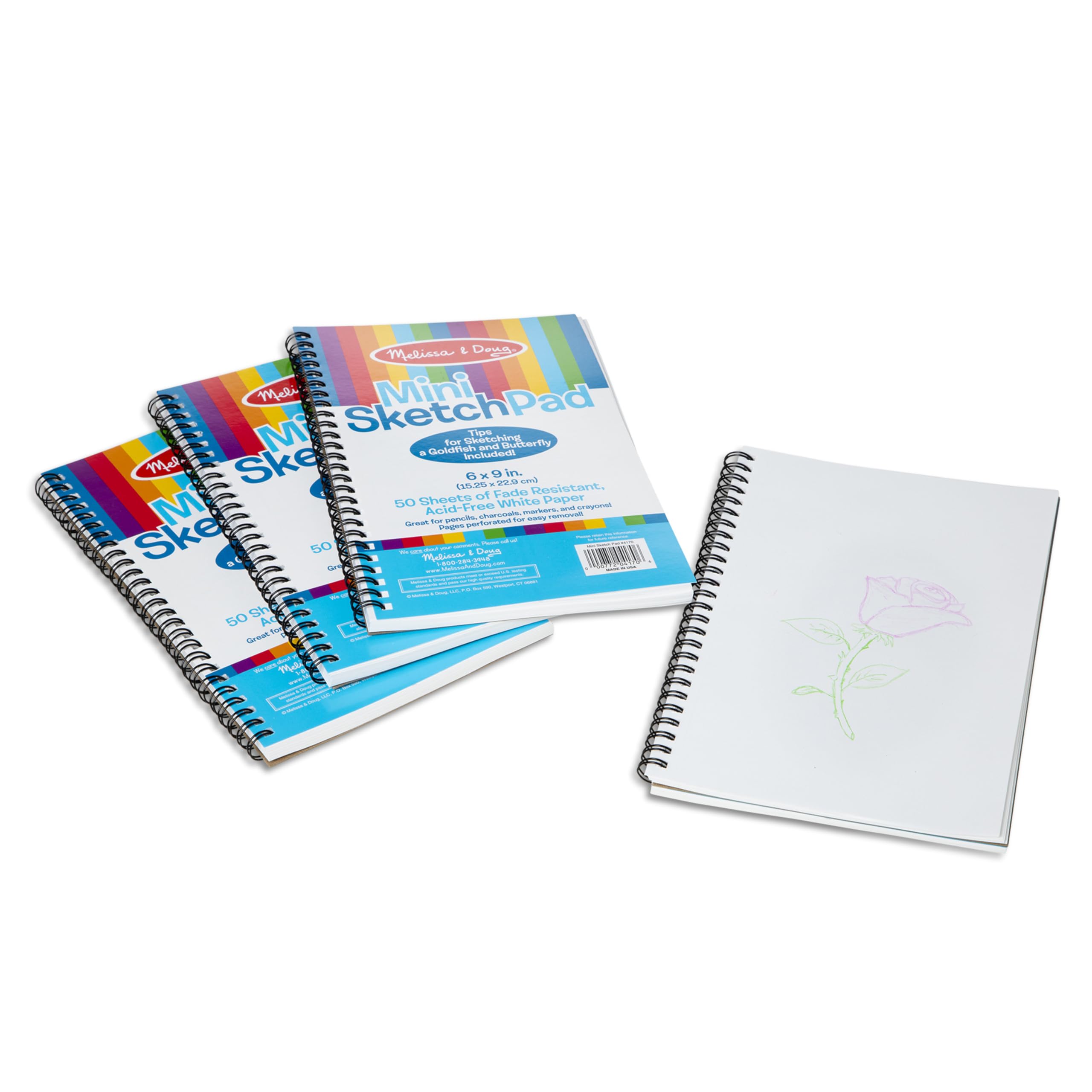 Melissa & Doug Mini-Sketch Spiral-Bound Pad (6 x 9 inches) - 4-Pack