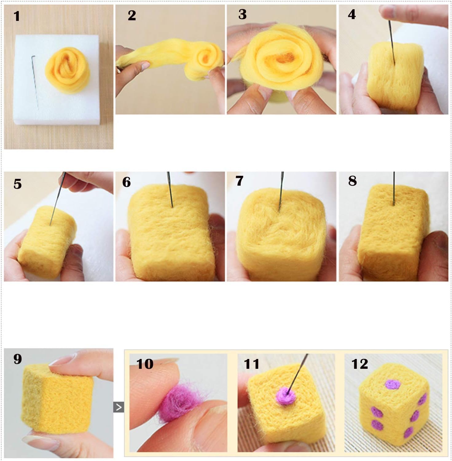 Needle Felting Kit,Wool Roving 40 Colors Set,Needle Felting Starter Kit,Wool Felt Tools with Felting Tool Instruction Included for Felted Animal Needle Felting Supplies
