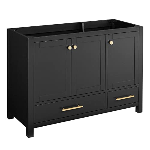Signature Hardware 953329-48-RUMB-8 Radke 48" Free Standing Single Vanity Set with Mahogany Cabinet, Vanity Top, and Rectangular Undermount Vitreous China Sink - 8" Faucet Holes