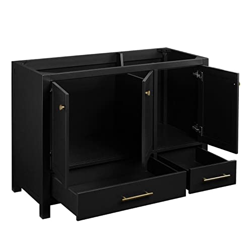 Signature Hardware 953329-48-RUMB-8 Radke 48" Free Standing Single Vanity Set with Mahogany Cabinet, Vanity Top, and Rectangular Undermount Vitreous China Sink - 8" Faucet Holes