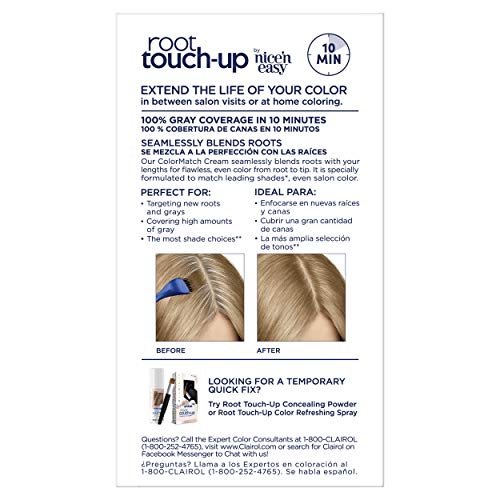 Clairol Root Touch-Up by Nice'n Easy Permanent Hair Dye, 8.5A Medium Ash Blonde Hair Color, Pack of 2