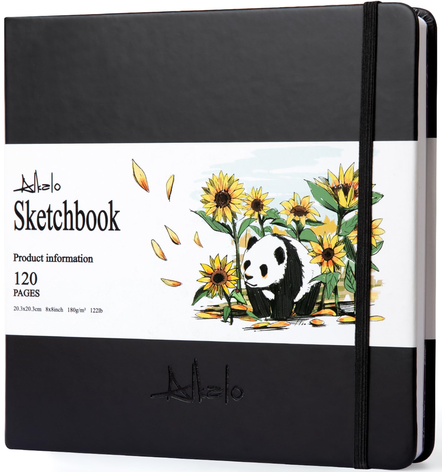 ALKALO Square Sketchbook for Drawing, 120 Pages Sketch Book, 122LB/180GSM Thick Paper Sketchbook, Mixed Media Sketchbook for Charcoal Pencil, Inks Pen, Colored Pencil, Acrylic Marker, Oil Pastel