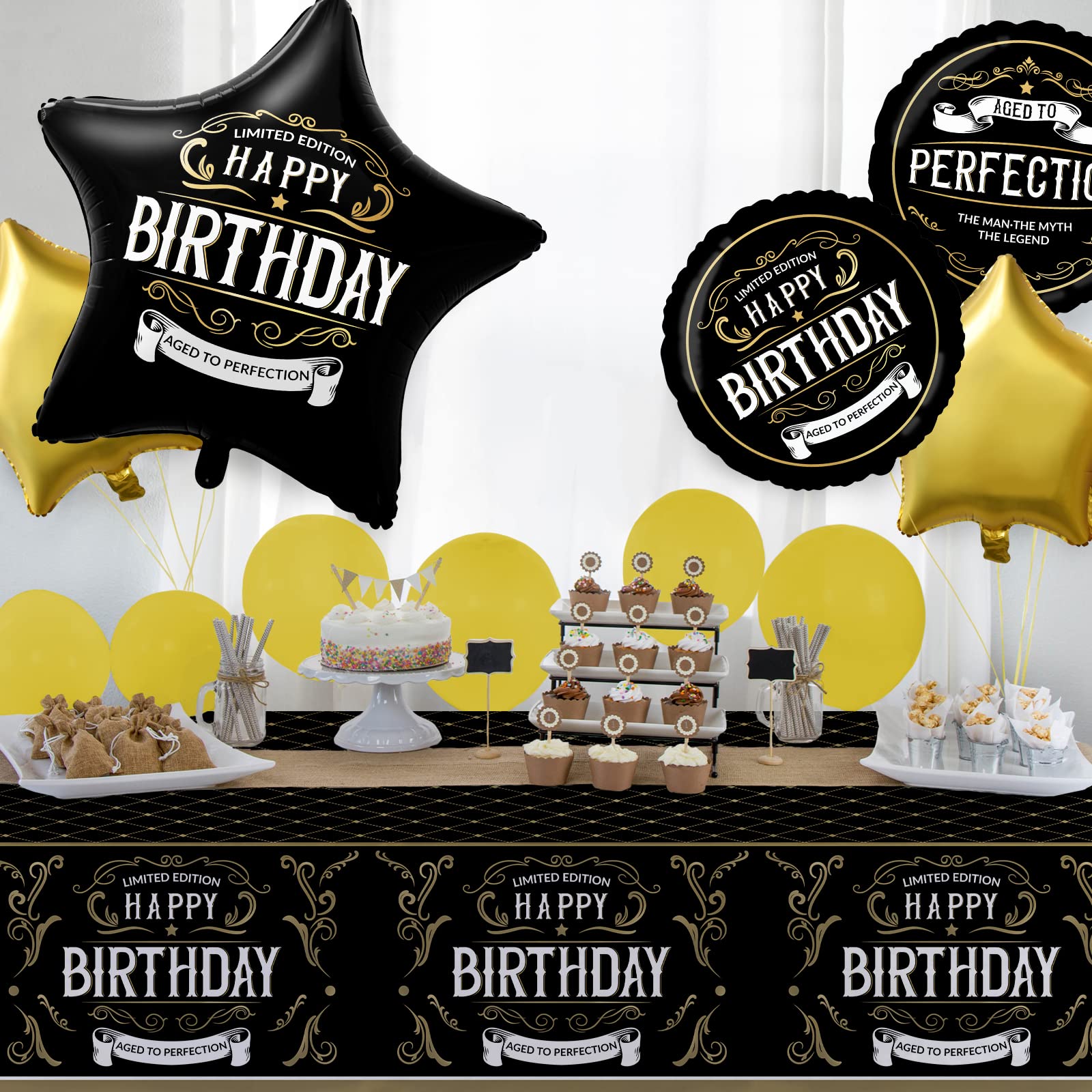 Birthday Party Supplies Disposable Tablecloth Plastic Waterproof Table Cover for 90th 80th 70th 60th 50th 40th 30th Birthday Party Decorations, 3 Pack 54X108inch