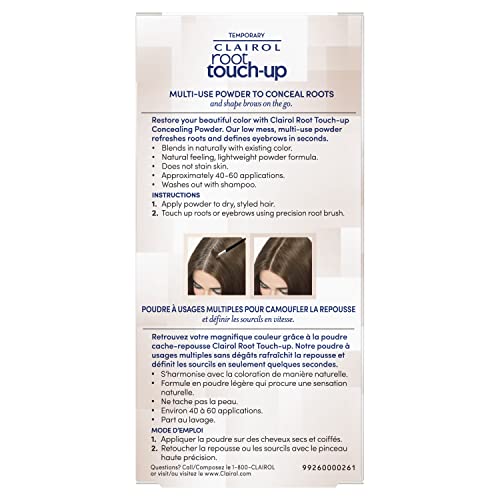 Clairol Root Touch-Up Temporary Concealing Powder, Medium Brown Hair Color, Pack of 1