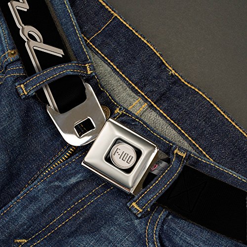 Buckle-Down Seatbelt Belt - FORD F-100 Script Black/Tan-Gray - 1.0" Wide - 20-36 Inches in Length