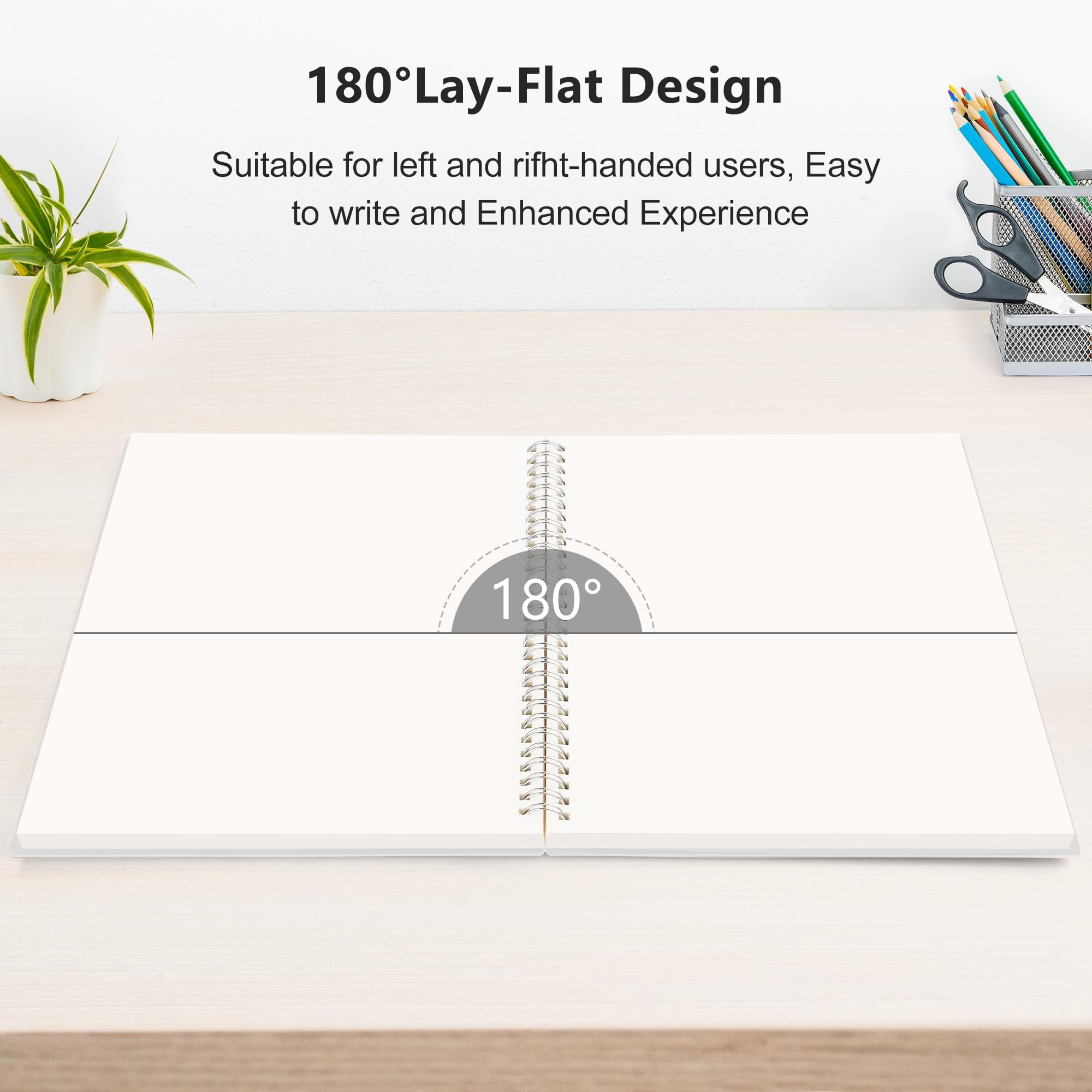 RETTACY Blank Journal Notebook, 2-Pack, B5 Blank Spiral Notebook with 160 Pages per Pack, Medium 7.6'' × 10'', 68 LB/100 GSM Thick Paper, Flexible Plastic Cover, for Sketching, Drawing