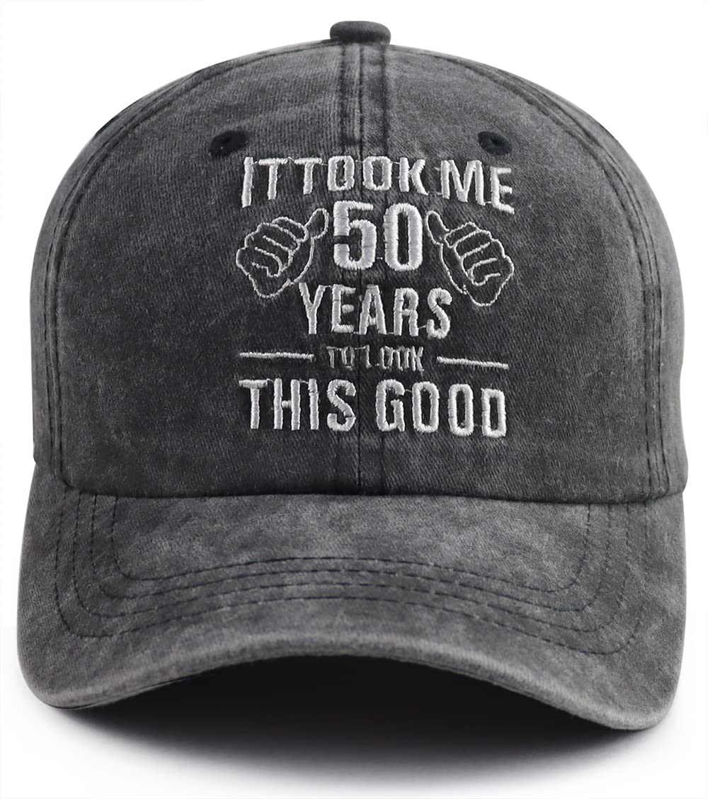 50th Birthday Gifts for Women Men, Vintage 1975 Happy Birthday Decorations Hats, Funny Adjustable Cotton Embroidered 50 Years Old Baseball Cap for Dad Mom Grandpa Grandma Friend Coworker