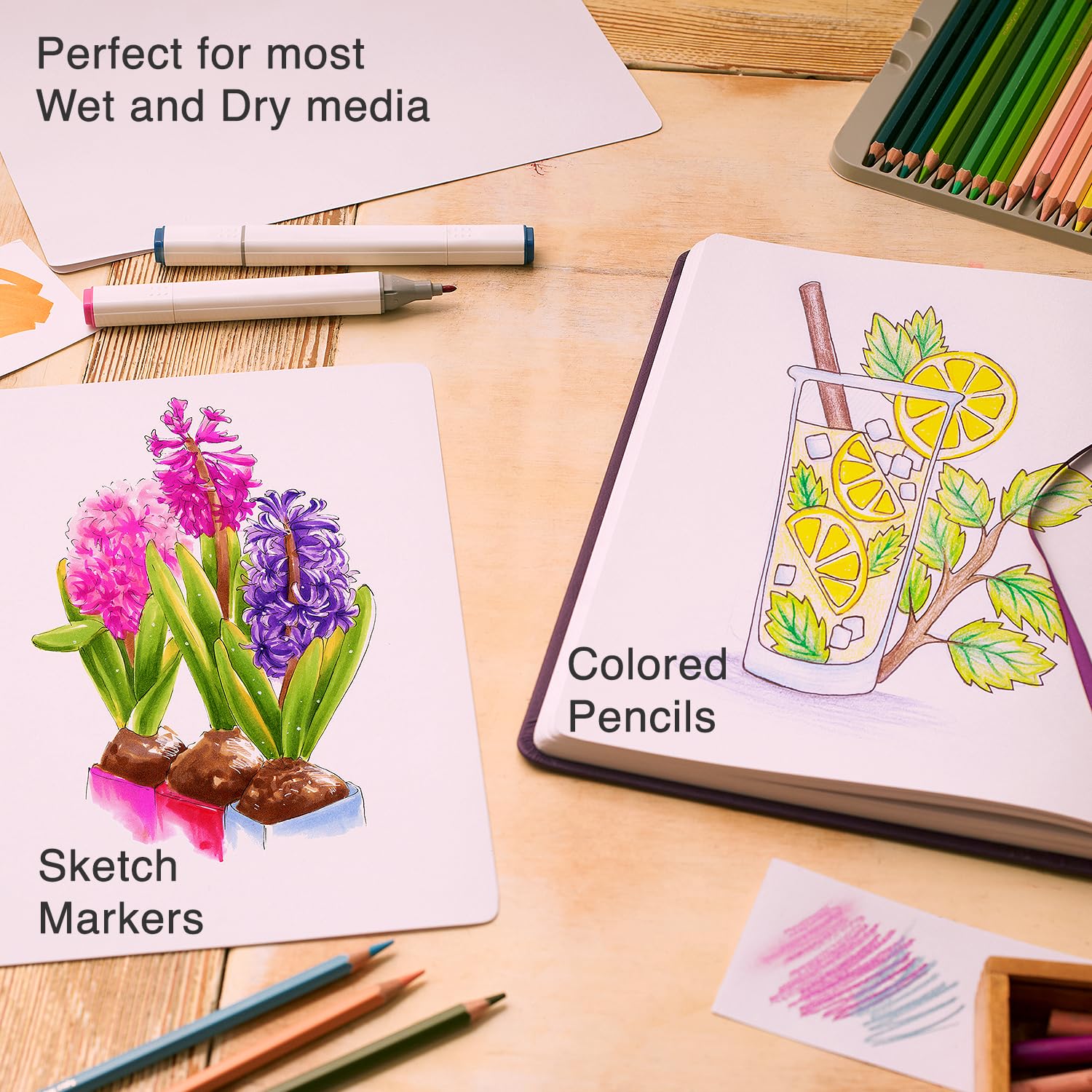 ARTISTO 8.5x11 Premium Hardcover Sketchbook - 80 Sheets (125 GSM), Acid-Free Drawing Paper, Hardbound Sketch Pad with Inner Pocket, Elastic Closure, and Bookmark Ribbon.
