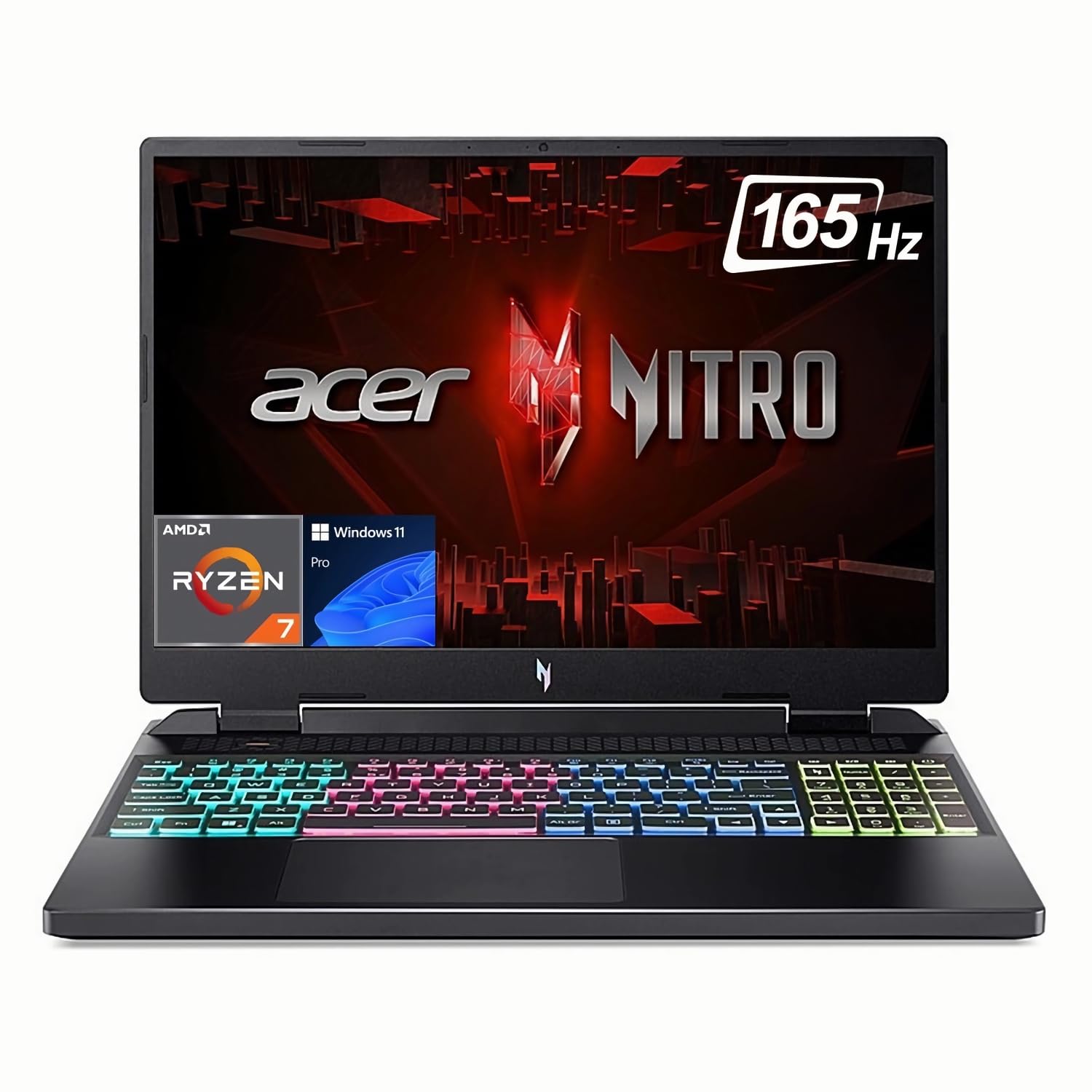 acer Nitro 16 Gaming Laptop, 16" WQXGA IPS 165Hz Display, AMD 8-Core Ryzen 7 7735HS (Beat i9-11980HK), GeForce RTX 4070 140W, 64GB DDR5, 2TB PCIe 4.0, VR Ready, 4-Zone RGB Keyboard, WiFi6, Win 11 Pro