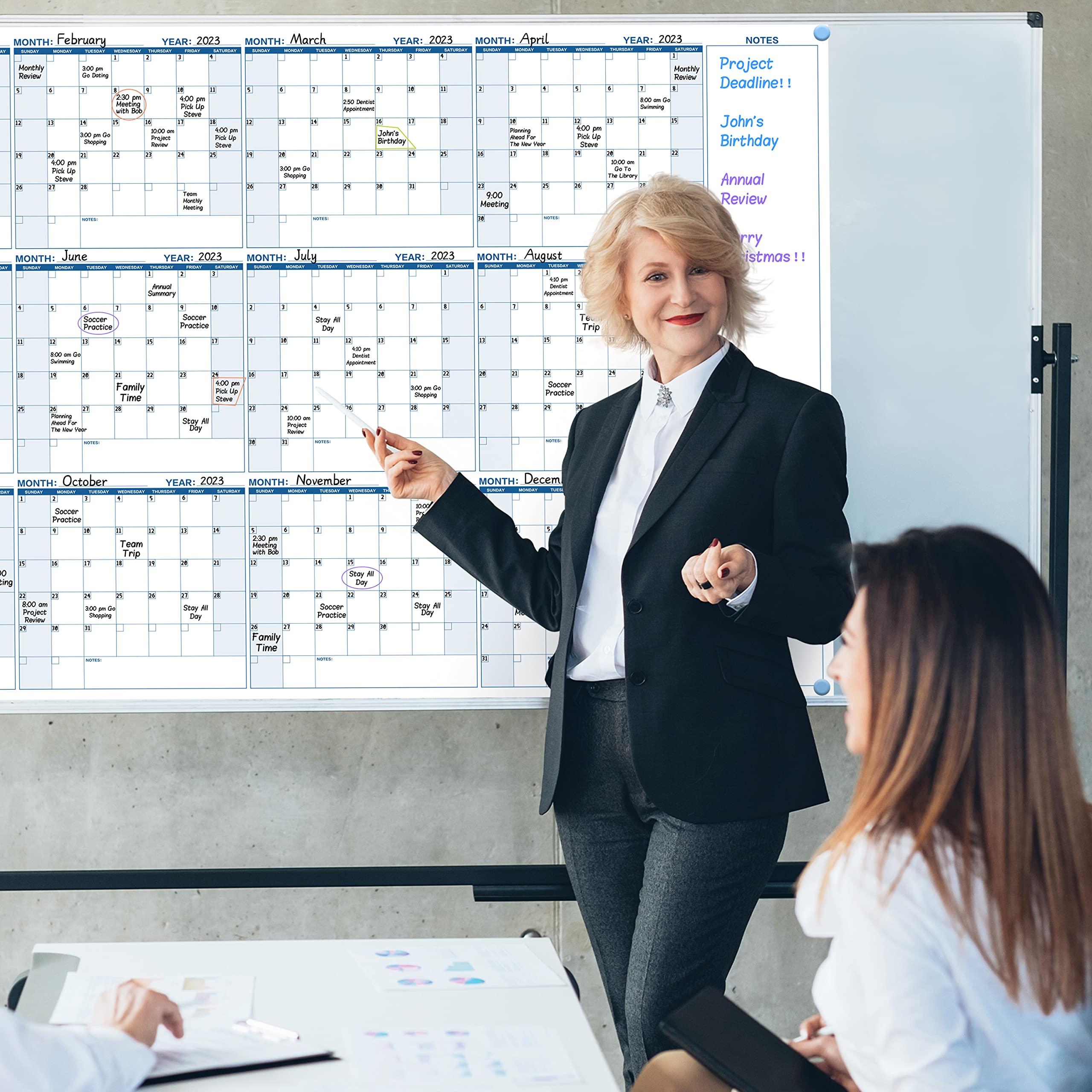 Large Dry Erase Calendar for Wall β Yearly Wall Calendar Dry Erase, 37" x 57.9", 12-Month Undated Blank Calendar Planner, Reusable Laminated Task Organizer with Note, Great for Office, Classroom, Home