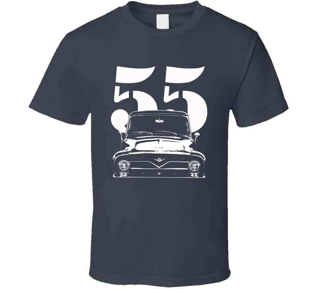 1955 F100 Pickup Truck Grill View with Year Black T Shirt M Charcoal Grey