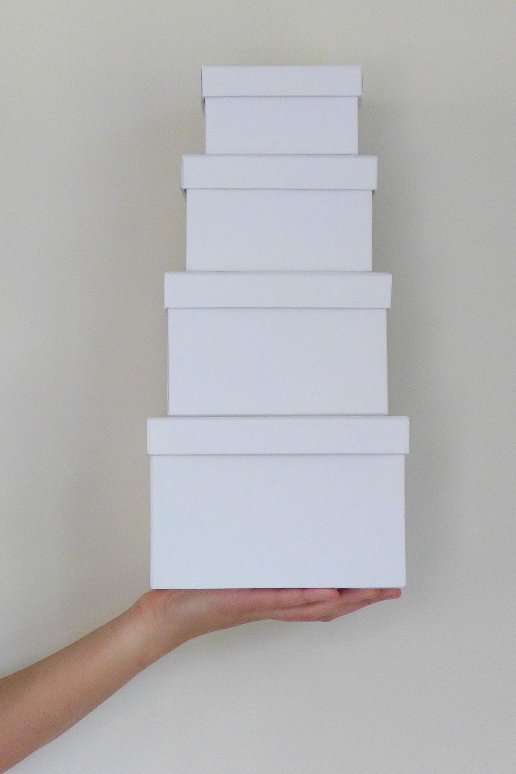 Cypress Lane Square Rigid Gift Boxes, a Nested Set of 4, 3.5x3.5x2 to 6x6x4 inches, small size(White)