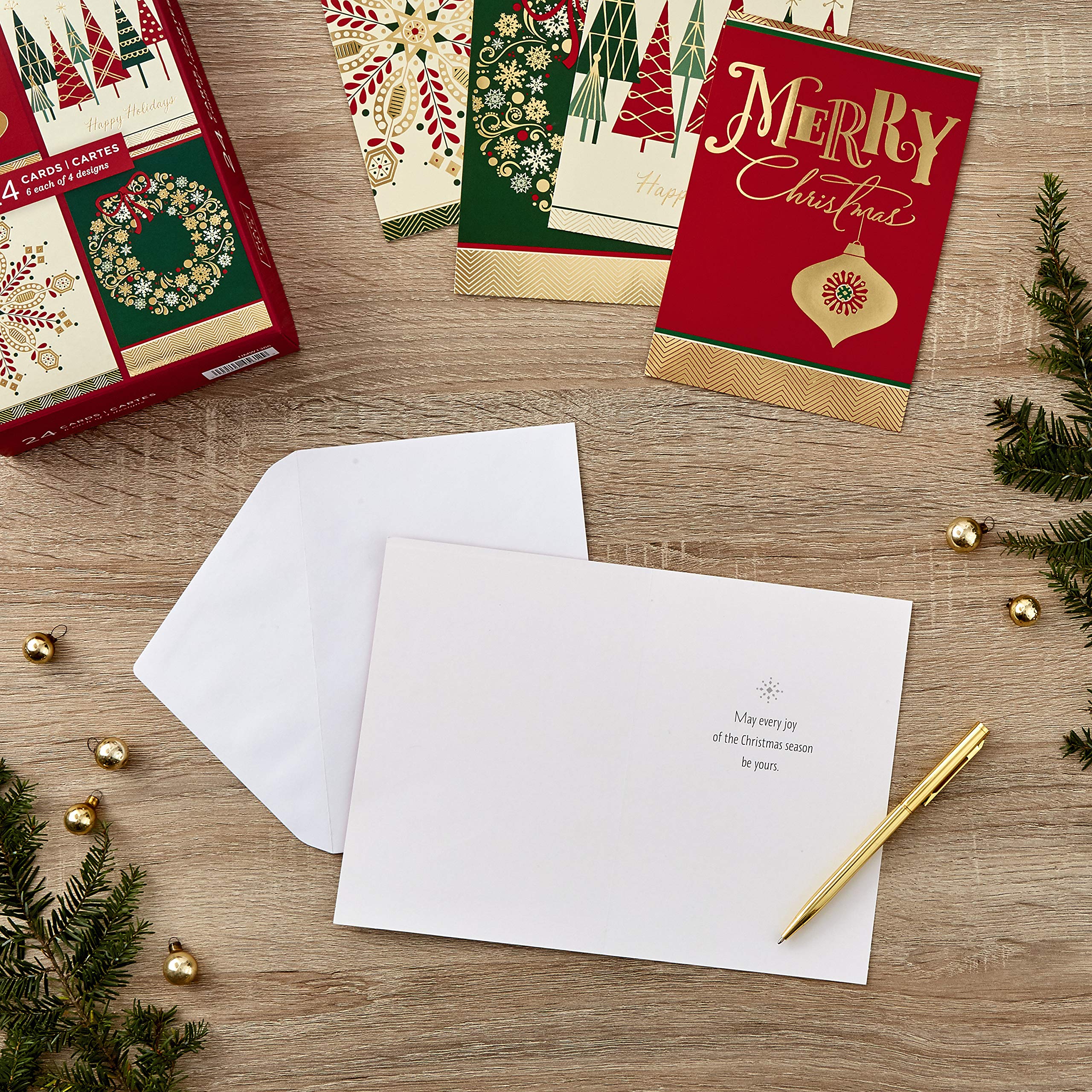 Image Arts Christmas Boxed Cards Assortment, Elegant Icons (4 Designs, 24 Cards with Envelopes)
