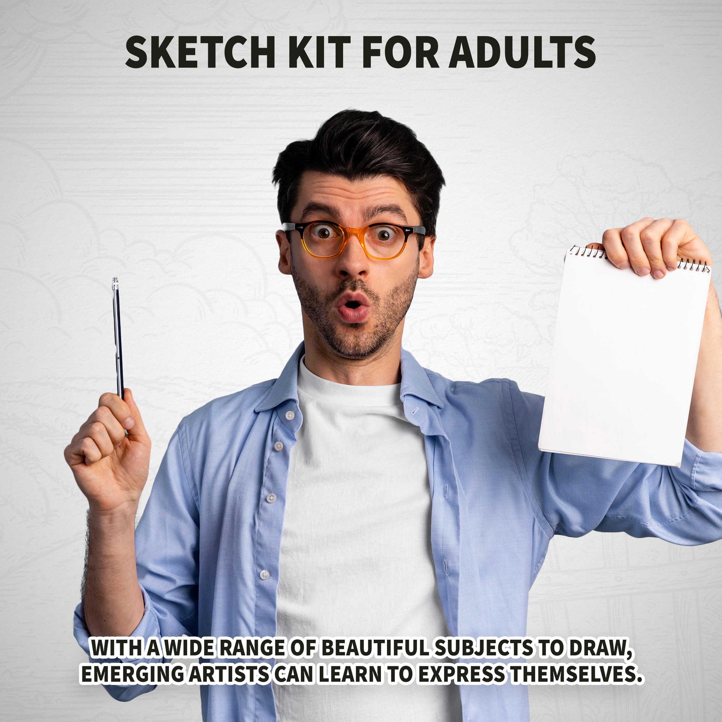 SpiceBox Adult Drawing Sketching Kit, Learn to Draw, How to Books with Sketch Supplies, Art Hobby Kits for Adults