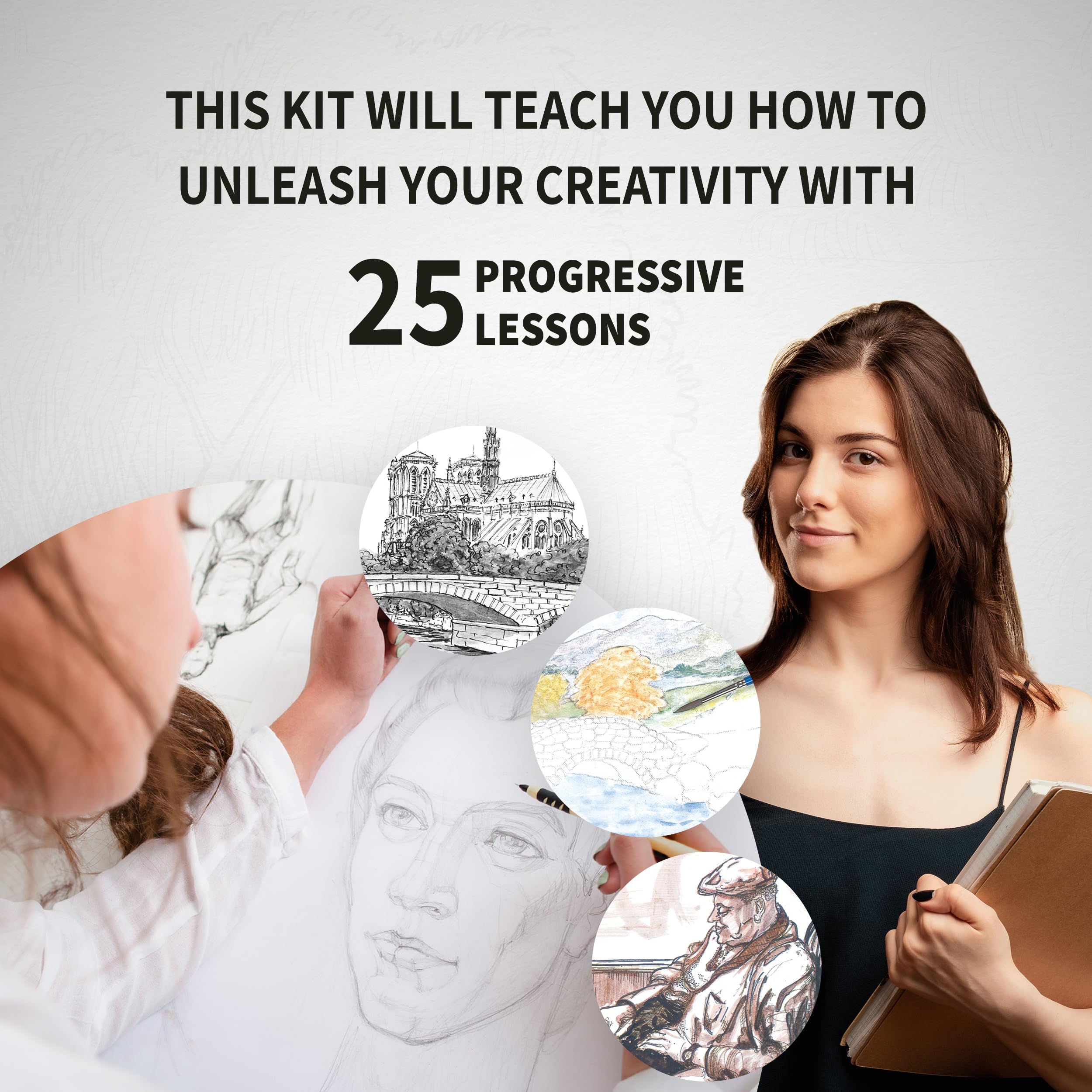 SpiceBox Adult Drawing Sketching Kit, Learn to Draw, How to Books with Sketch Supplies, Art Hobby Kits for Adults