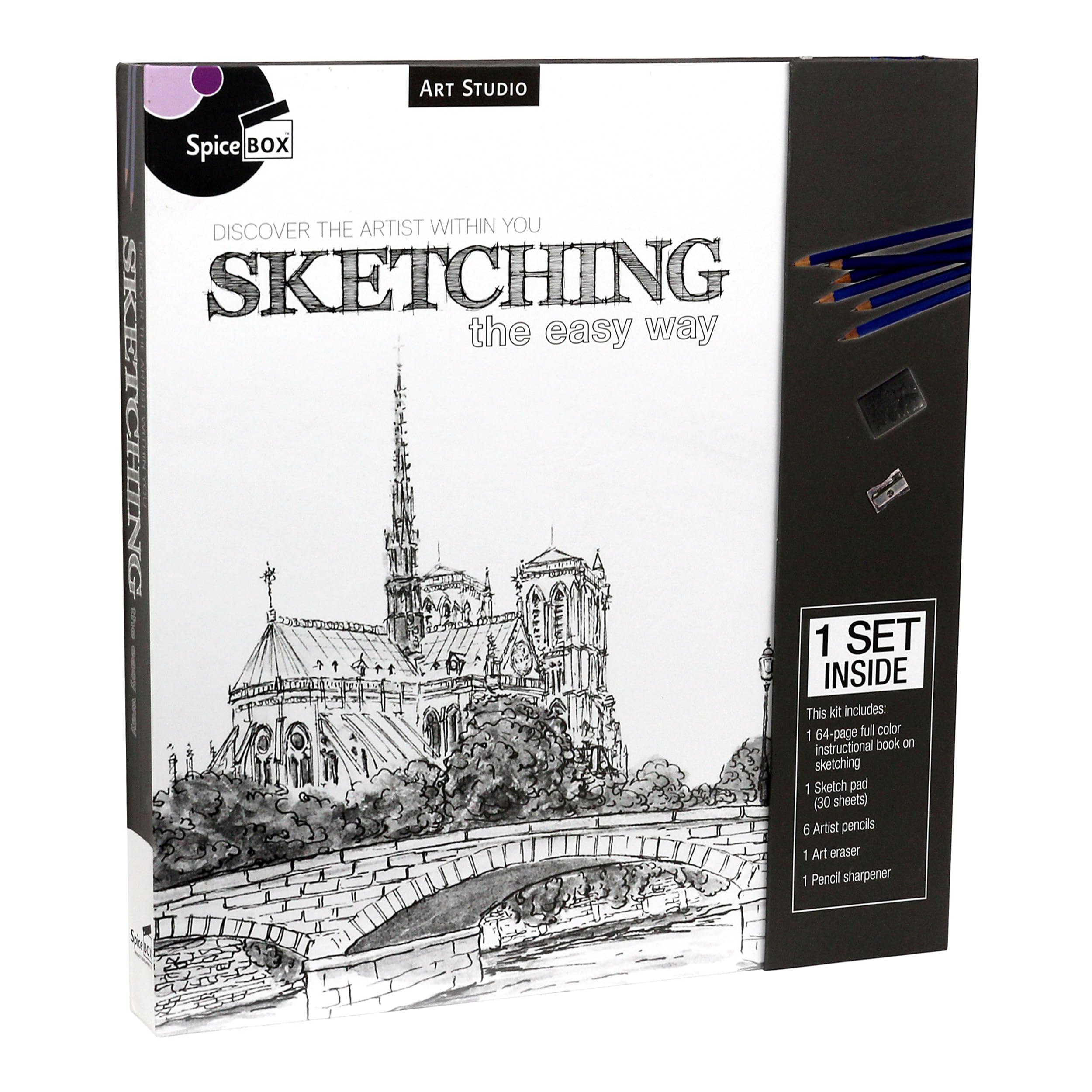 SpiceBox Adult Drawing Sketching Kit, Learn to Draw, How to Books with Sketch Supplies, Art Hobby Kits for Adults