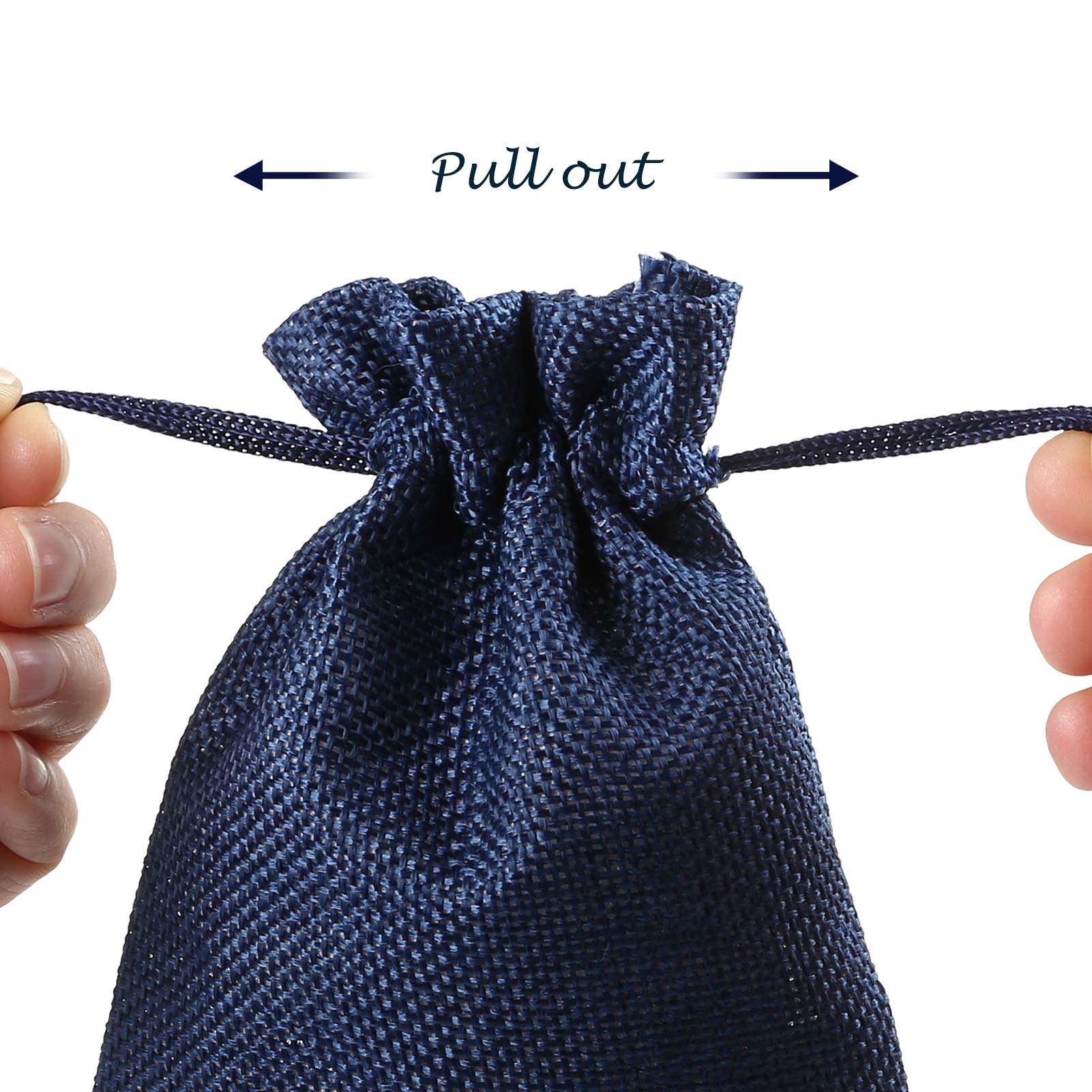 Naler 24pcs Burlap Bags with Drawstring Linen Gift Bags Jewelry Pouches Sacks for Wedding, Party Favors, DIY Craft, Presents, 4 x 6 Inch, Navy Blue