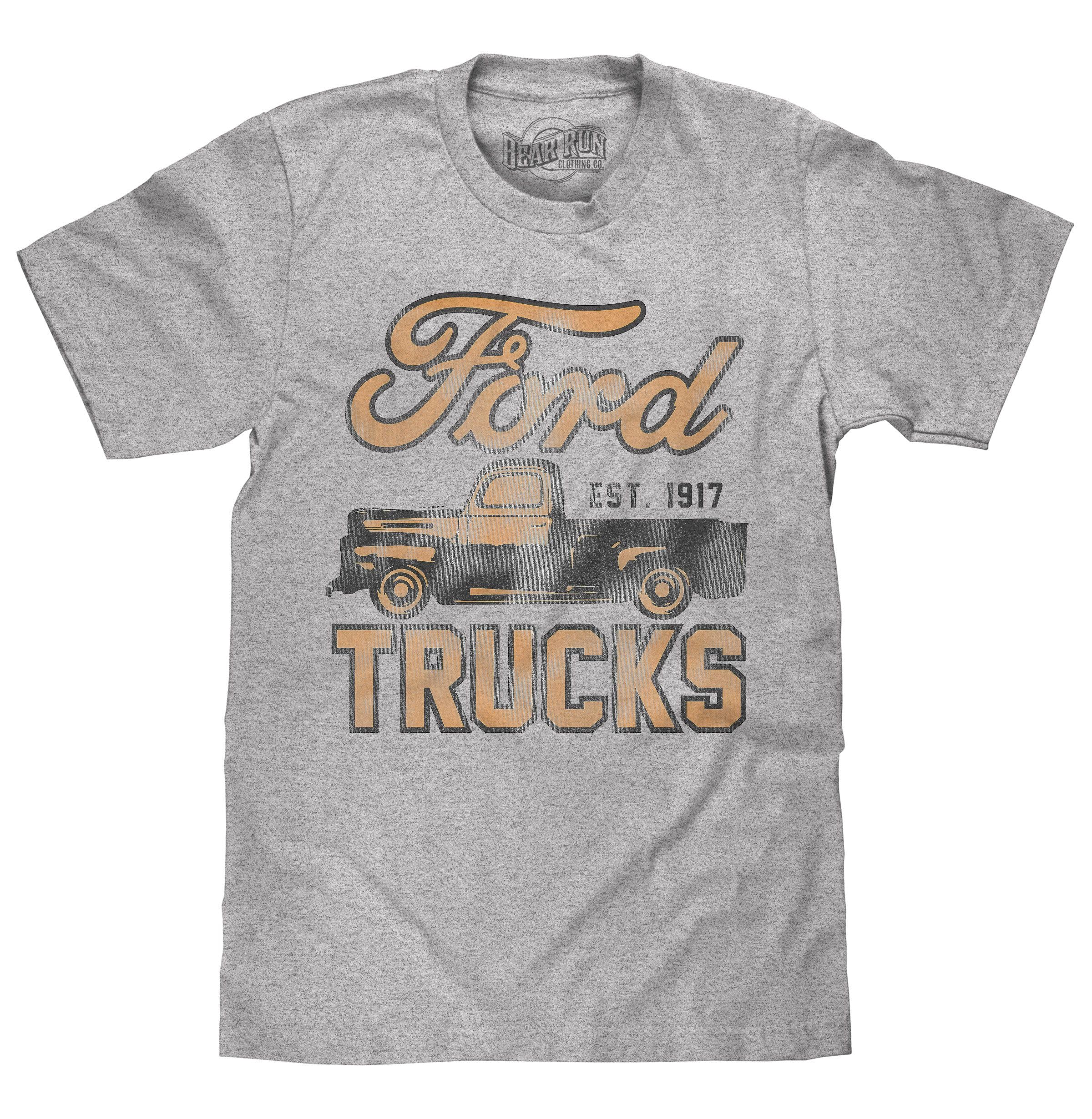 BEAR RUN Men's Ford Trucks Shirt - Faded Ford F-100 Pickup Truck T-Shirt, Athletic Heather, L