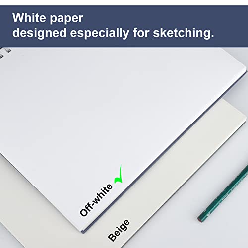 SuFly Hardcover 9x12 Sketchbook, Artist Sketch Pads for Drawing Pack of 2, 120 Sheets 90lb/140GSM Thick Sketch Book for Drawings, Suitable for Kids, Teens & Adults, White