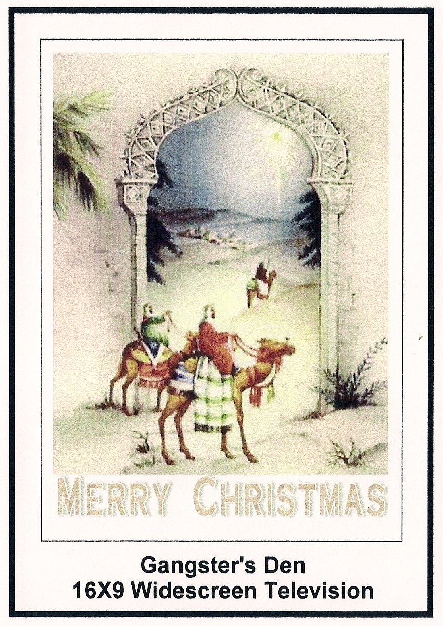 gangster's Den: 16x9 Widescreen TV.: Greeting Card: Merry Christmas