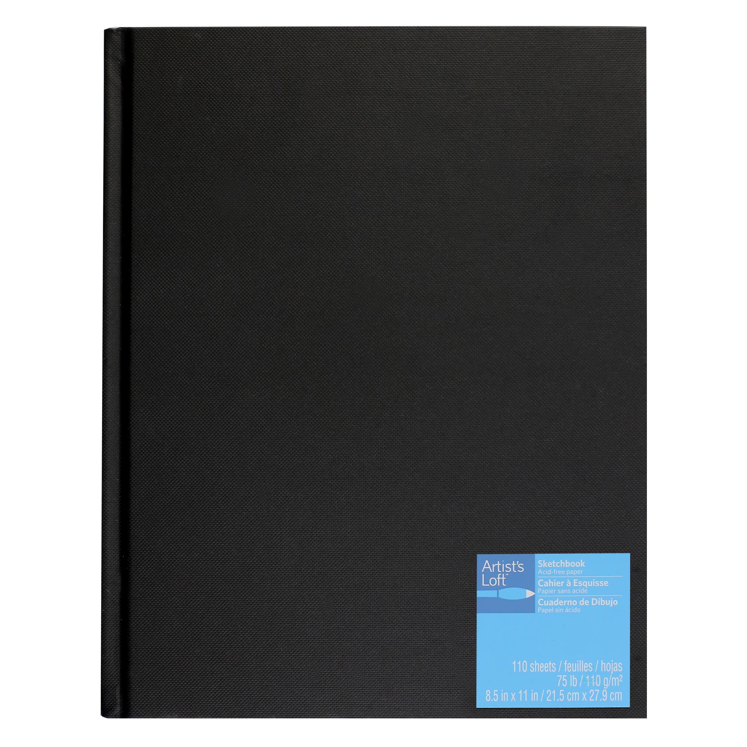 Black Hardcover Sketchbook by Artist's Loft - Acid Free and Smudge Resistant Paper, Sketch Pad for Drawing, Sketching, Writing - Bulk 6 Pack