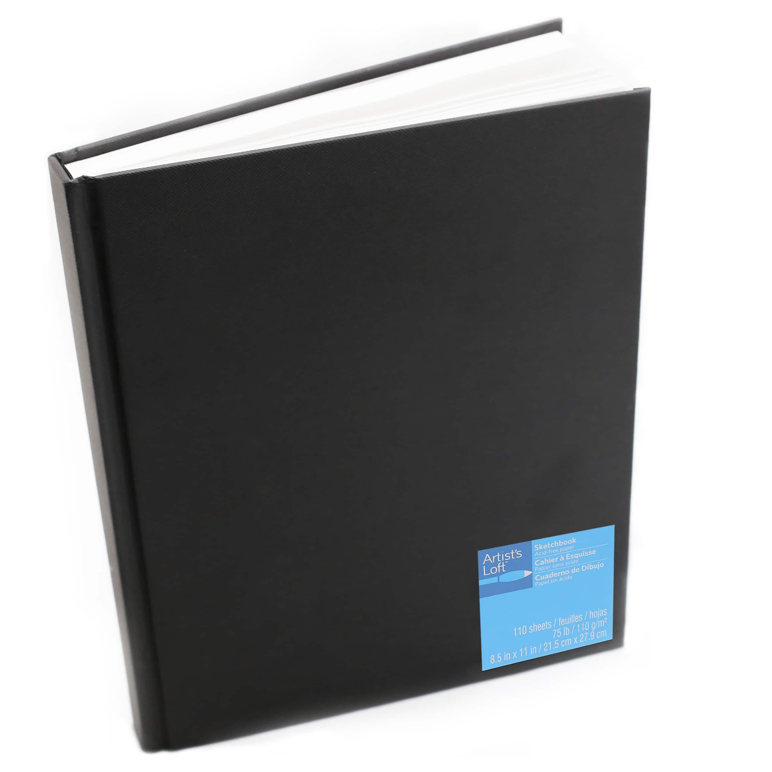 Black Hardcover Sketchbook by Artist's Loft - Acid Free and Smudge Resistant Paper, Sketch Pad for Drawing, Sketching, Writing - Bulk 6 Pack