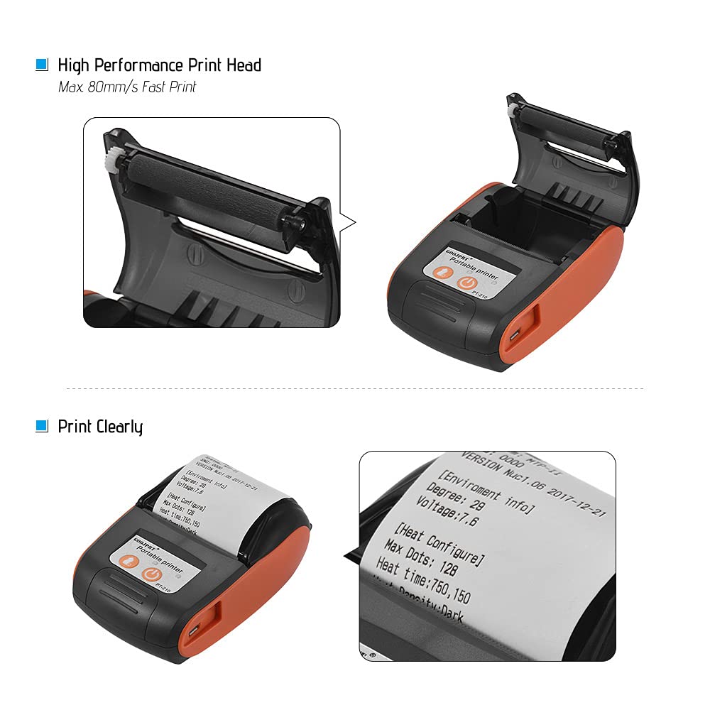 Bobique GOOJPRT PT-210 Portable Thermal Printer Handheld 58mm Receipt Printer for Retail Stores Restaurants Factories Logistics
