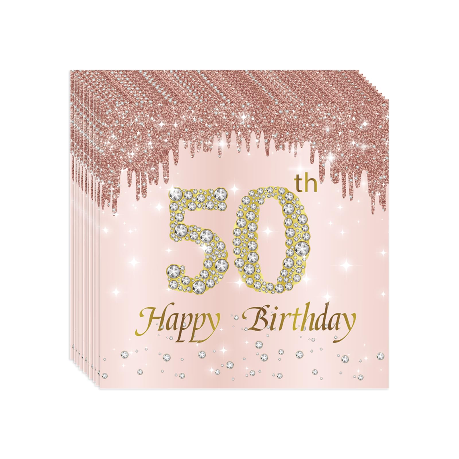 Rose Gold Birthday Party Supplies,Disposable Party Tableware Sets - 50 Years Paper Plates,Napkins,Forks ,Knives,Tablecloths,50th Birthday Decorations for Women,Service 24 Guests