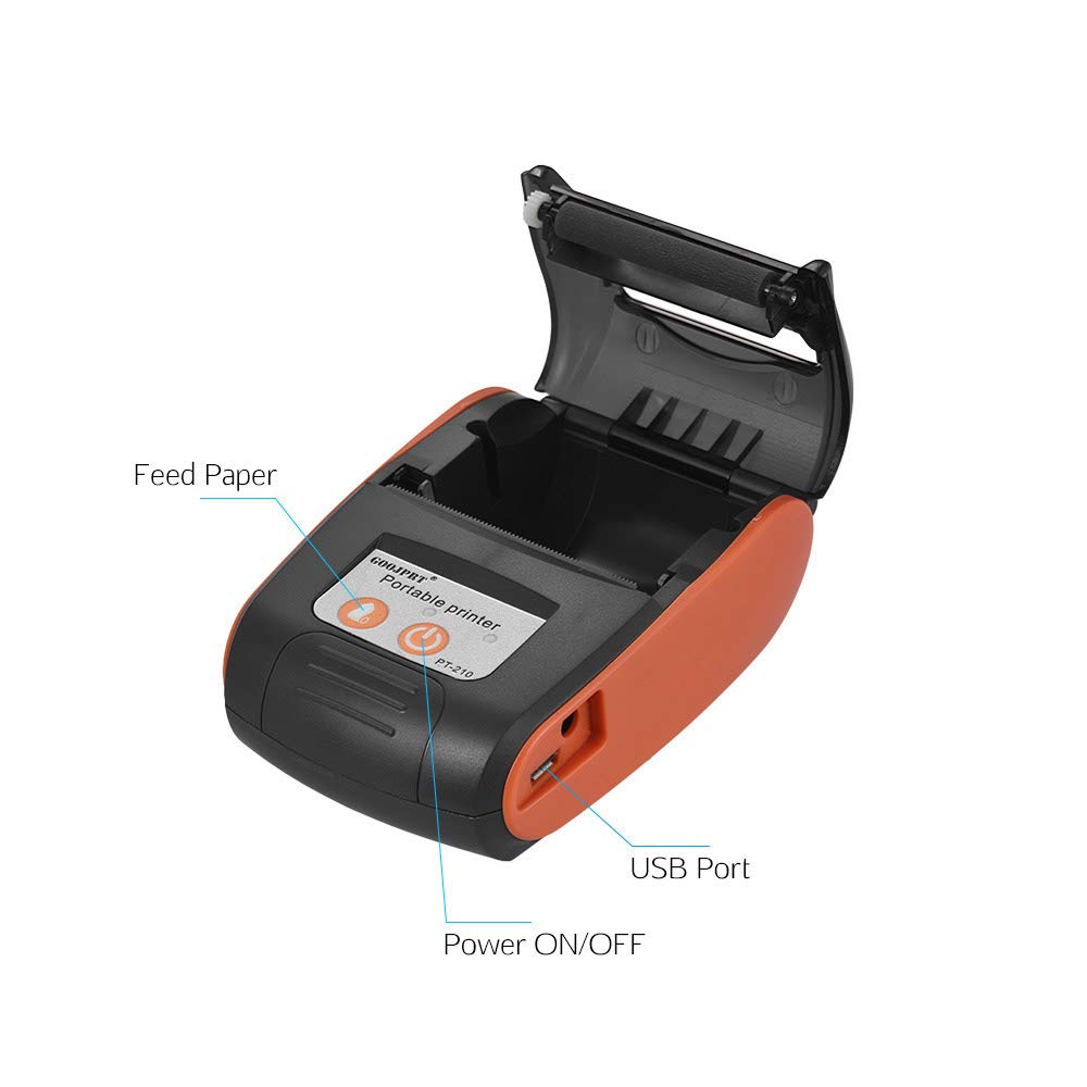 Bobique GOOJPRT PT-210 Portable Thermal Printer Handheld 58mm Receipt Printer for Retail Stores Restaurants Factories Logistics