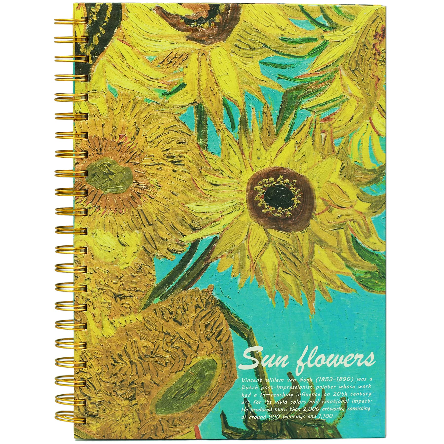 Van Gogh Aesthetic Art Large A4 Sketchbook Hard Cover Spiral Bound Mixed Media Thick Paper, Artist Sketch Book for Drawing Notebook for Kids Adults