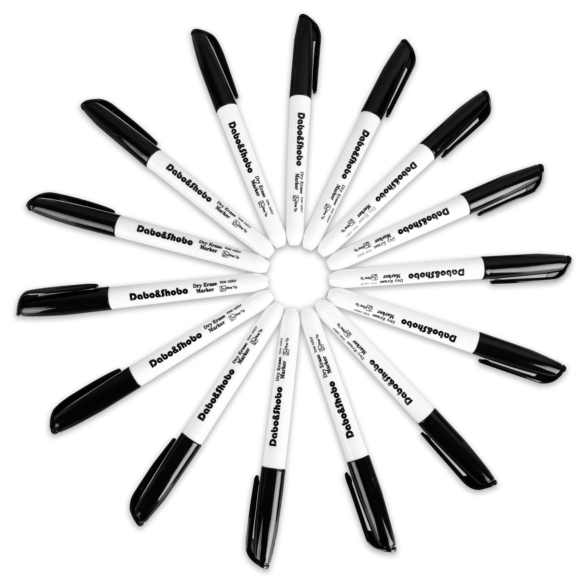 Dabo&Shobo Low Odor Dry Erase Markers, Fine Tip, Bulk Pack of 80, Black Whiteboard Markers, Suitable for School, Office, or Home