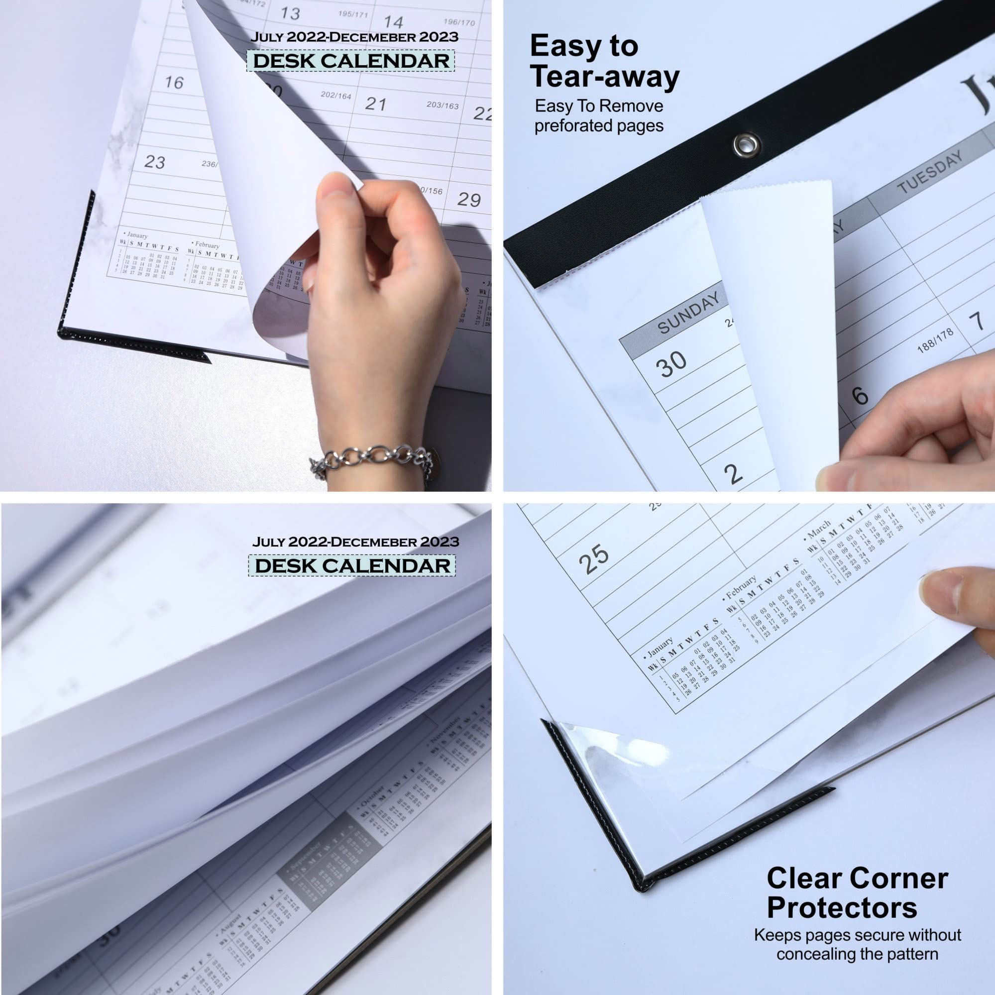 Kinfira Desk Calendar 2023 17" x 12" - Sturdy Desktop Calendars Runs until December 2023 Thick Desk / Wall Calendar with Plenty Writing Space