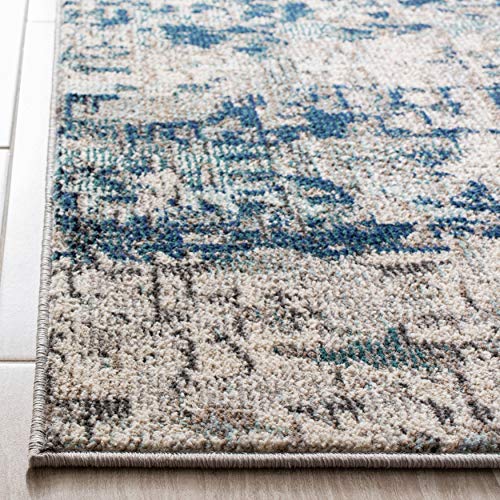 SAFAVIEH Madison Collection 8' x 10' Grey/Blue MAD460K Modern Abstract Non-Shedding Living Room Bedroom Dining Home Office Area Rug