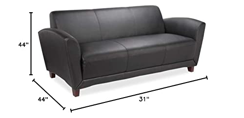 Lorell Leather Reception Sofa, 44" Height X 31" Width X 44" Length, Black