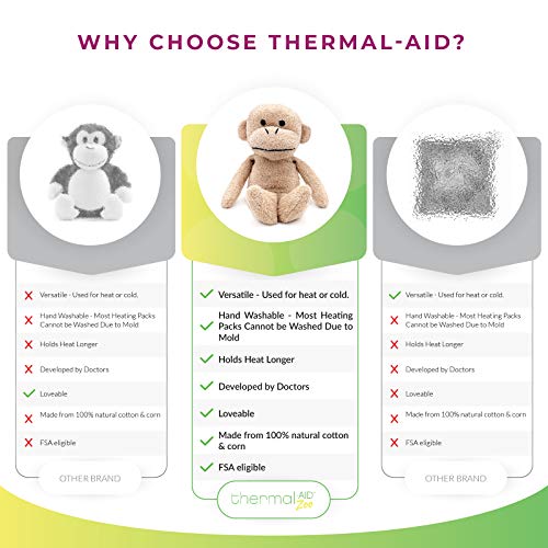 Thermal-Aid Zoo โ Jo Jo The Monkey โ Microwavable Stuffed Animal โ Kids Hot and Cold Pain Relief