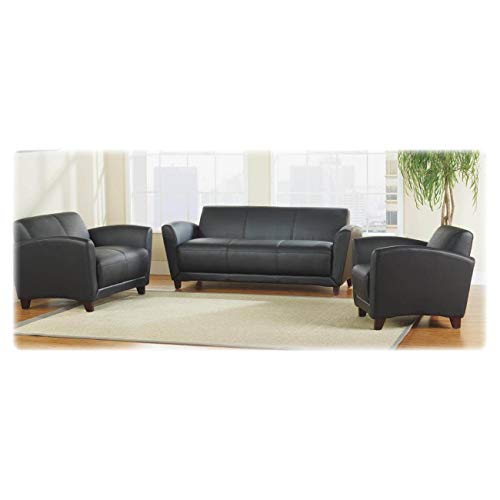 Lorell Leather Reception Sofa, 44" Height X 31" Width X 44" Length, Black
