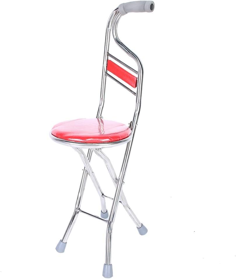 Walking Stick Chair Combo,Massage Seat Board & Ergonomic Handle, Adjustable Anti-Skid Walking Stick for Arthritis Disabled and Elderly