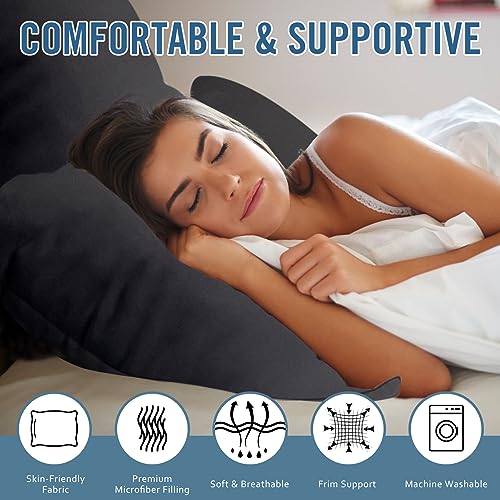HIMOON Bed Pillows for Sleeping King Size 2 Pack,Cooling Hotel Quality Down Alternative Pillows for Side Back and Stomach Sleepers(Black