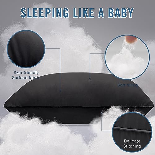 HIMOON Bed Pillows for Sleeping King Size 2 Pack,Cooling Hotel Quality Down Alternative Pillows for Side Back and Stomach Sleepers(Black