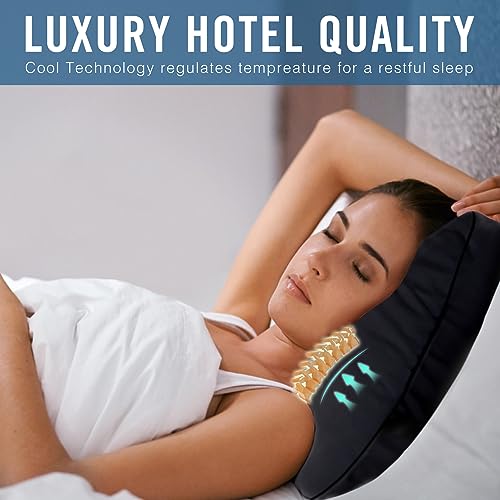 HIMOON Bed Pillows for Sleeping King Size 2 Pack,Cooling Hotel Quality Down Alternative Pillows for Side Back and Stomach Sleepers(Black