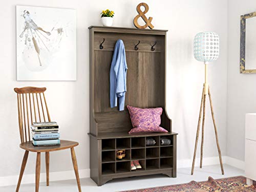 Prepac Hall Tree with Shoe Storage, Drifted Gray