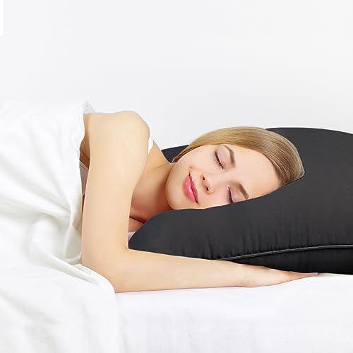 HIMOON Bed Pillows for Sleeping King Size 2 Pack,Cooling Hotel Quality Down Alternative Pillows for Side Back and Stomach Sleepers(Black