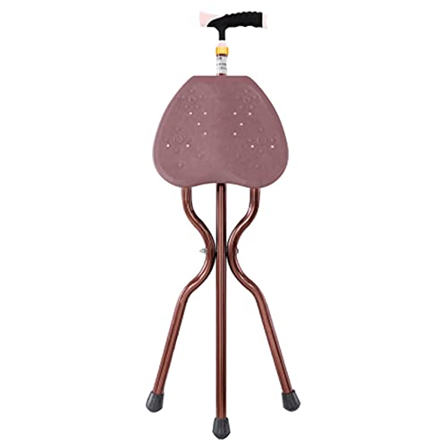 Walking Crutches Tripod Crutch Chair for Seniors Five Gears Height Adjustable Crutch Stool with Seat Large Double Arc Reinforcement Support Folding Cane for Men Women Lightweight Walking Aid
